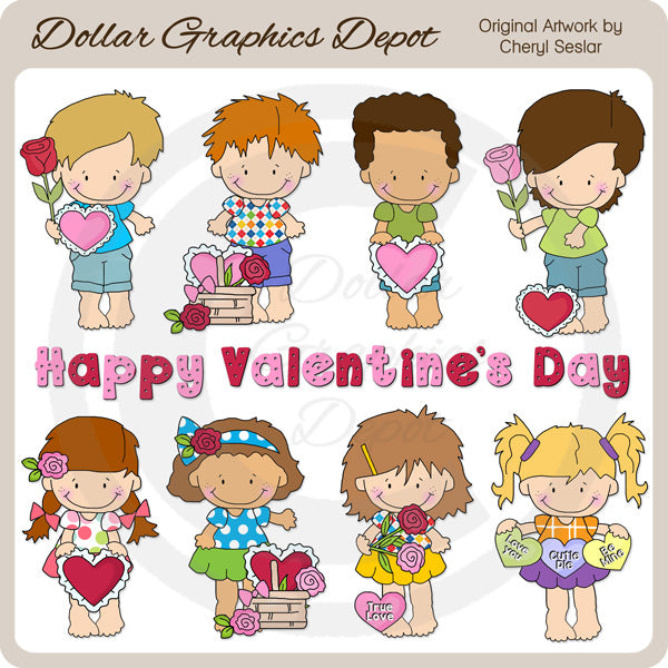 Little Valentine Kids - Clip Art – Digital Craft Supplies