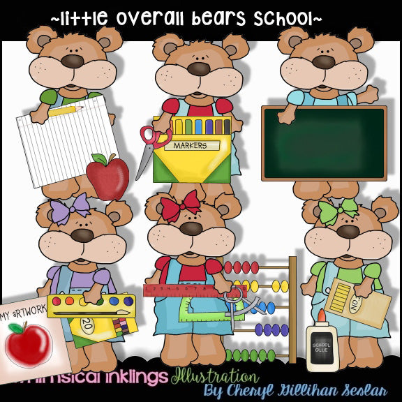Little Overall Bears...School Days – Digital Craft Supplies