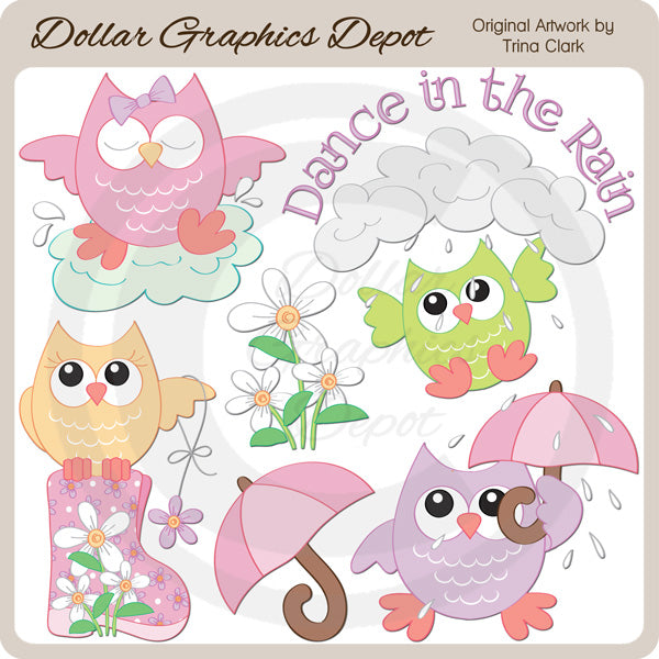 Rainy Day Owls - Clip Art – Digital Craft Supplies