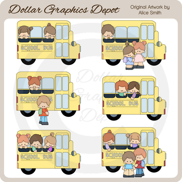 School Bus Friends - Clip Art - DCS Exclusive – Digital Craft Supplies