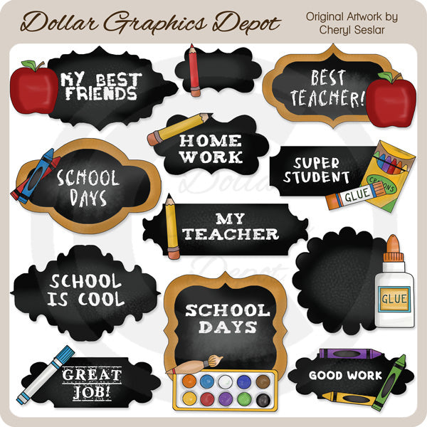 School Days Chalkboard Frames – Digital Craft Supplies
