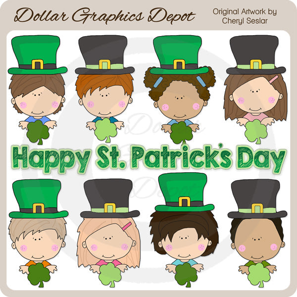 St. Patrick's Day Kids - Clip Art – Digital Craft Supplies
