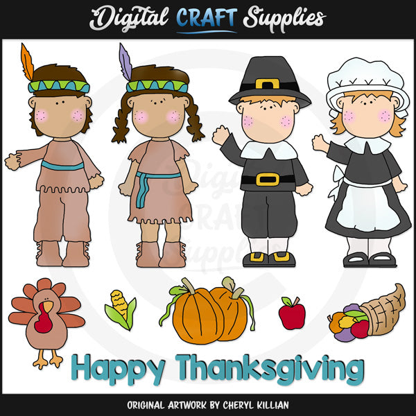 Thanksgiving Friends 1 - Clip Art – Digital Craft Supplies