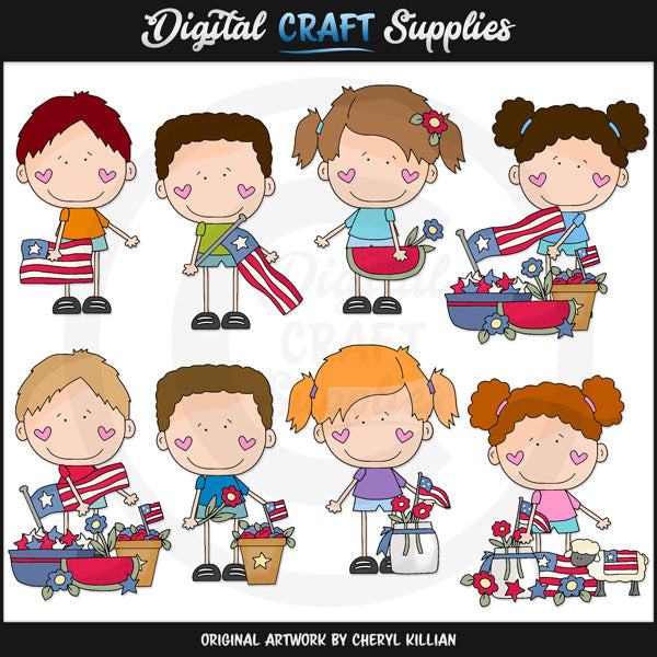 The Stick Kids - Americana - Clip Art – Digital Craft Supplies