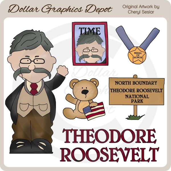 Theodore Roosevelt - Clip Art – Digital Craft Supplies