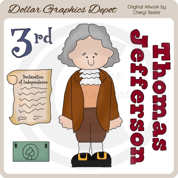 Thomas Jefferson - Clip Art – Digital Craft Supplies