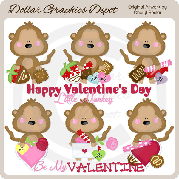 Valentine Monkey - Clip Art – Digital Craft Supplies