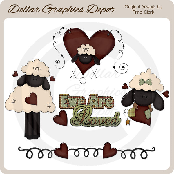 Valentine Sheep - Clip Art – Digital Craft Supplies