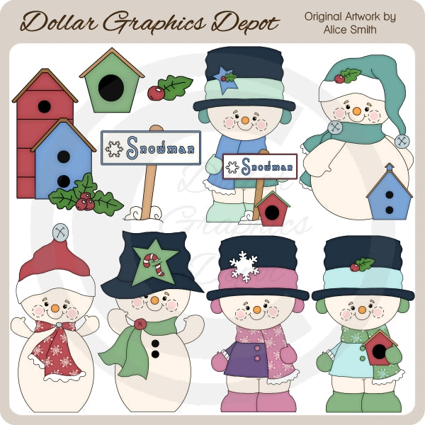 Winter Snowmen 1 - Clip Art - *DCS Exclusive* – Digital Craft Supplies