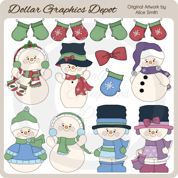 Winter Snowmen 2 - Clip Art - *DCS Exclusive* – Digital Craft Supplies