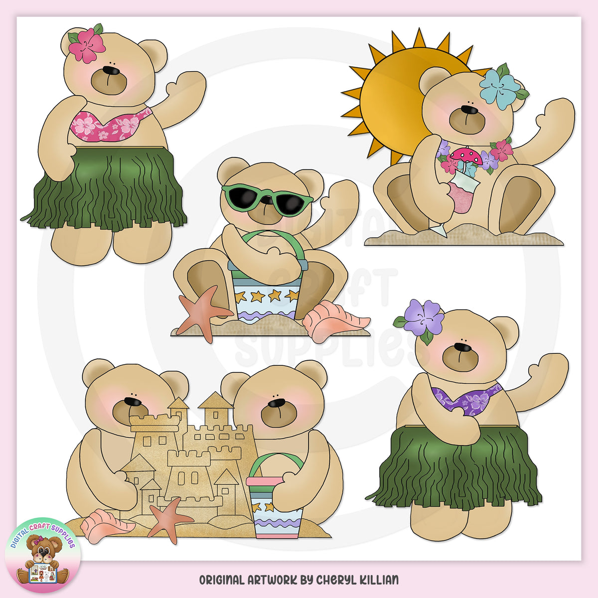 Aloha Bears - Clip Art – Digital Craft Supplies