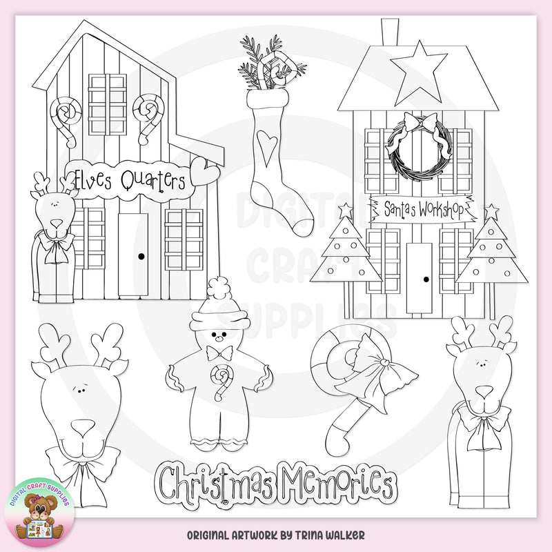Christmas Town 1 - Digital Stamps – Digital Craft Supplies