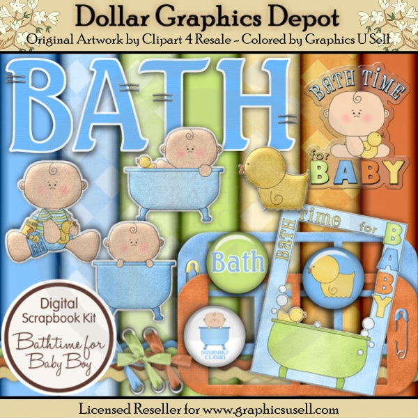 Bath Time for Baby Boy - Scrap Kit – Digital Craft Supplies
