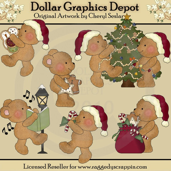 Boo Boo Bears - Merry Christmas - Clip Art – Digital Craft Supplies