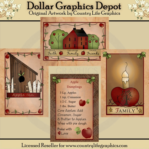 Country Apple Cards – Digital Craft Supplies