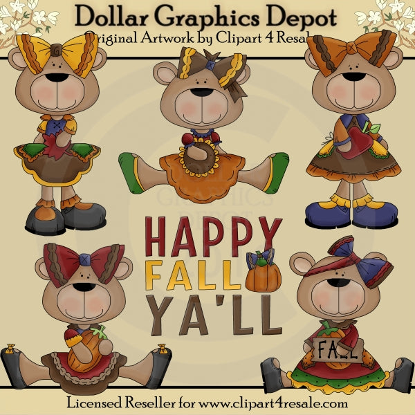 Fall Bears - Clip Art - DCS Exclusive – Digital Craft Supplies