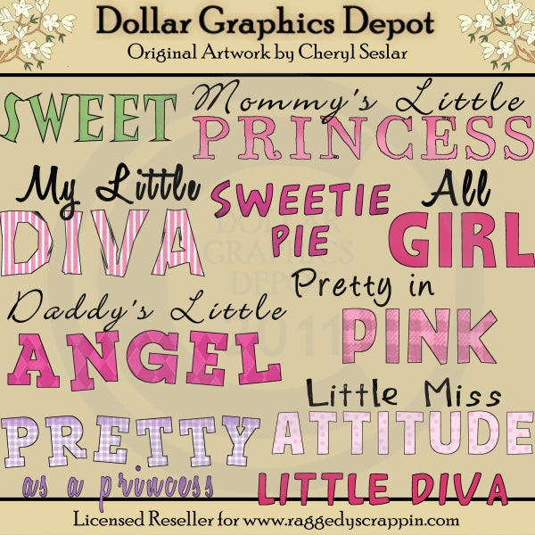 Girly Girl Word Art - Clip Art – Digital Craft Supplies