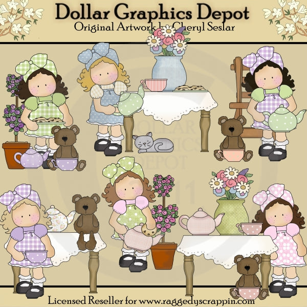 Hannah and Friends - Tea Party - Clip Art – Digital Craft Supplies