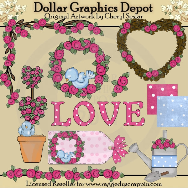 Pretty Pink Roses - Clip Art – Digital Craft Supplies