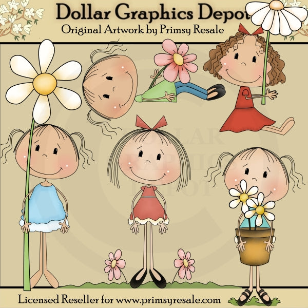 Pretty Summer Girls Clip Art Digital Craft Supplies