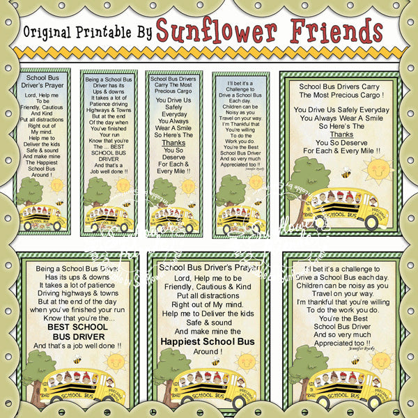 School Bus Driver~Bookmark & Pocket Card Set – Digital Craft Supplies