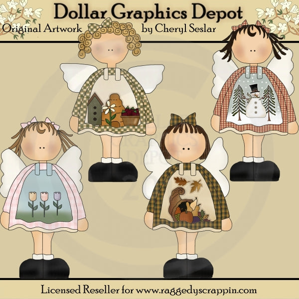 Seasonal Angels - Clip Art – Digital Craft Supplies