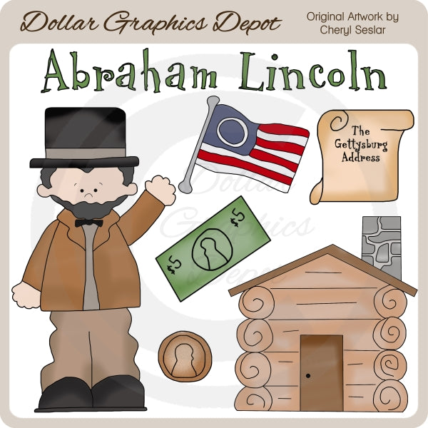 Abraham Lincoln Clip Art Watercolor Abraham Lincoln Digital Clipart,