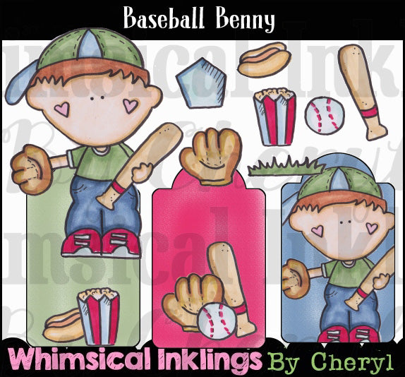 Baseball Benny...Hand Colored Graphic Collection – Digital Craft Supplies