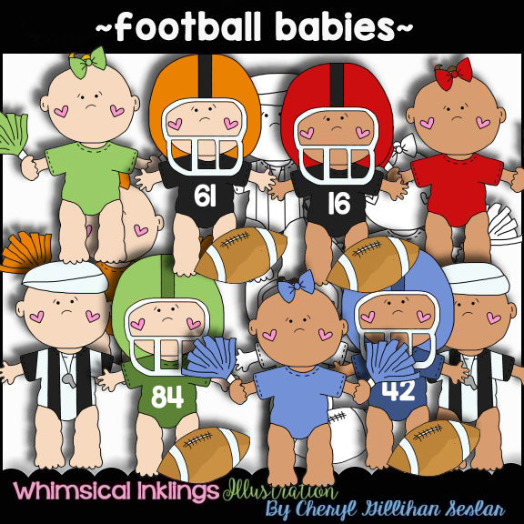 Football Babies Clipart Collection – Digital Craft Supplies