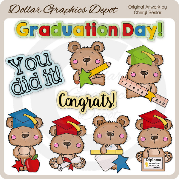 Graduation Bears 2 - Clip Art – Digital Craft Supplies