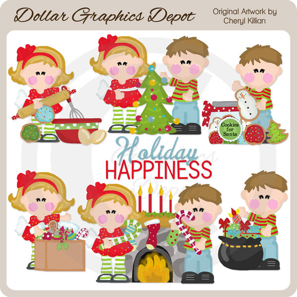 Happy Christmas Kids - Clip Art – Digital Craft Supplies