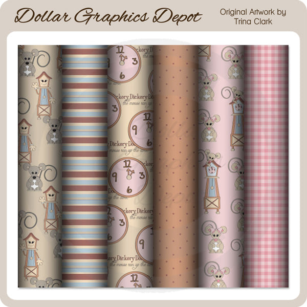 Hickory Dickory Dock - Scrap Papers – Digital Craft Supplies