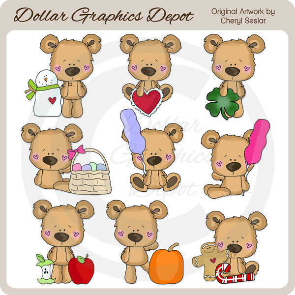 Little Bears - Calendar Helpers - Clip Art - DCS Exclusive – Digital ...