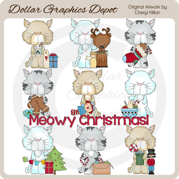 Meowy Christmas - Clip Art - DCS Exclusive – Digital Craft Supplies