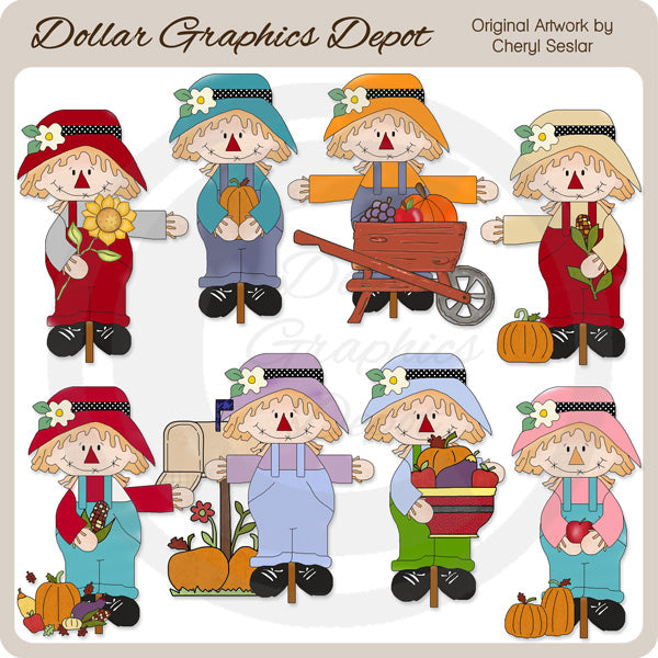 Overall Scarecrows - Clip Art – Digital Craft Supplies