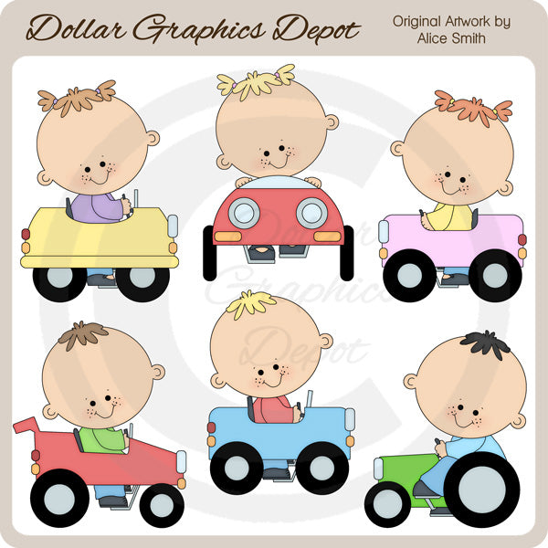 Pedal Car Toddlers - Clip Art - DCS Exclusive – Digital Craft Supplies