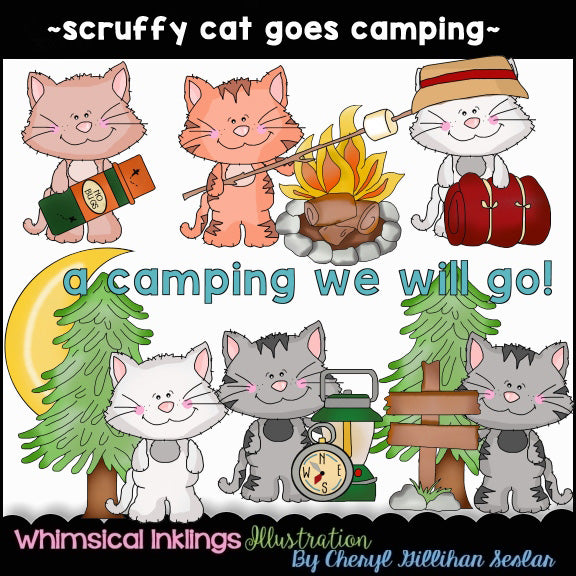 Scruffy Cats...Go Camping – Digital Craft Supplies