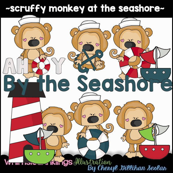 Scruffy Monkey...At The Seashore – Digital Craft Supplies
