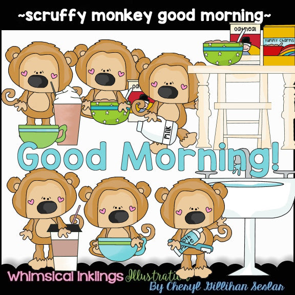 Scruffy Monkey..Good Morning. – Digital Craft Supplies