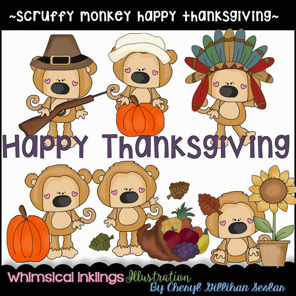 Scruffy Monkey...Happy Thanksgiving – Digital Craft Supplies