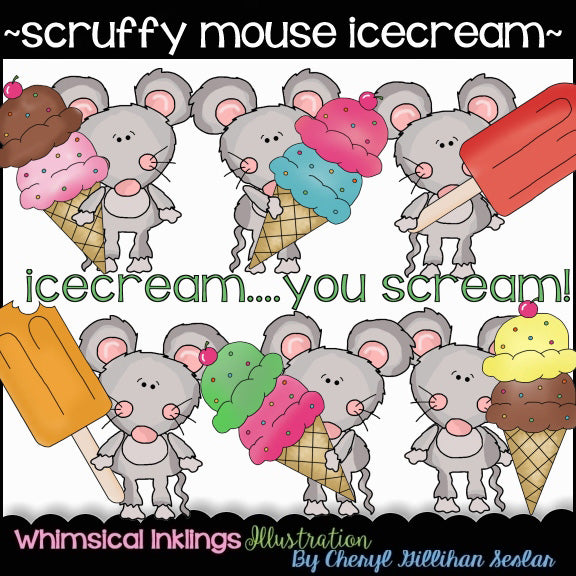 Scruffy Mouse...Ice Cream – Digital Craft Supplies