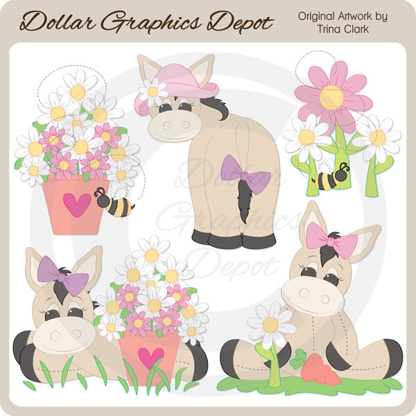 Spring Donkeys - Clip Art – Digital Craft Supplies