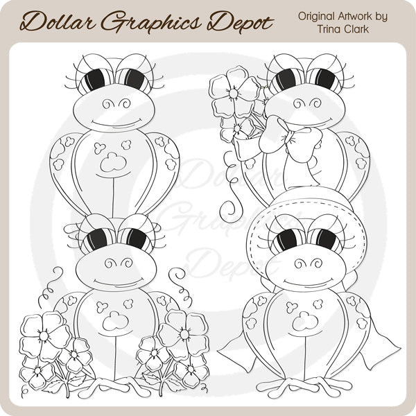 Spring Frogs 1 - Digital Stamps – Digital Craft Supplies