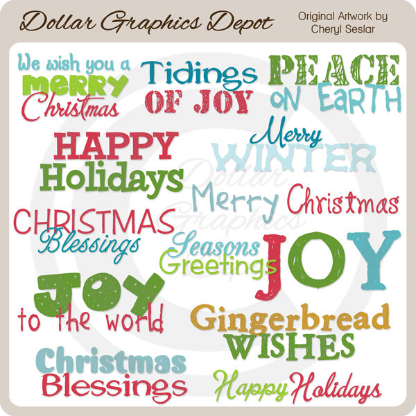 Sweet Holiday Word Art - Clip Art – Digital Craft Supplies
