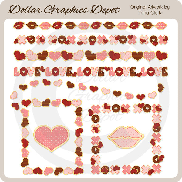 Sweetheart Cookies Borders – Digital Craft Supplies