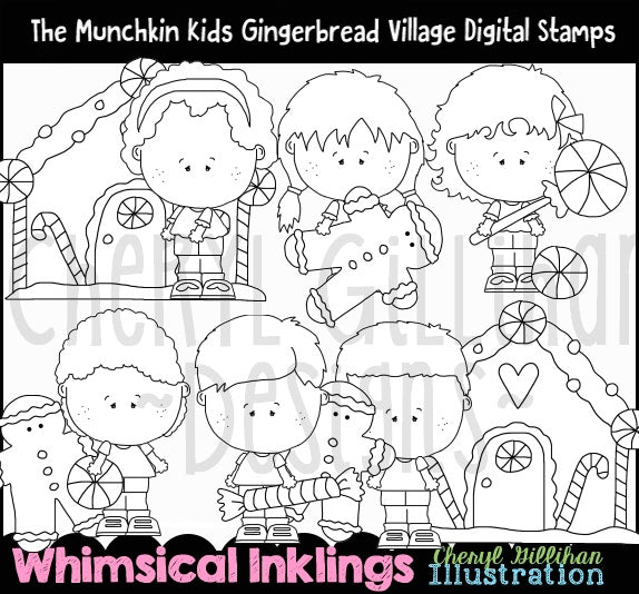 The Munchkin Kids Gingerbread Village...Digital Stamp – Digital Craft ...